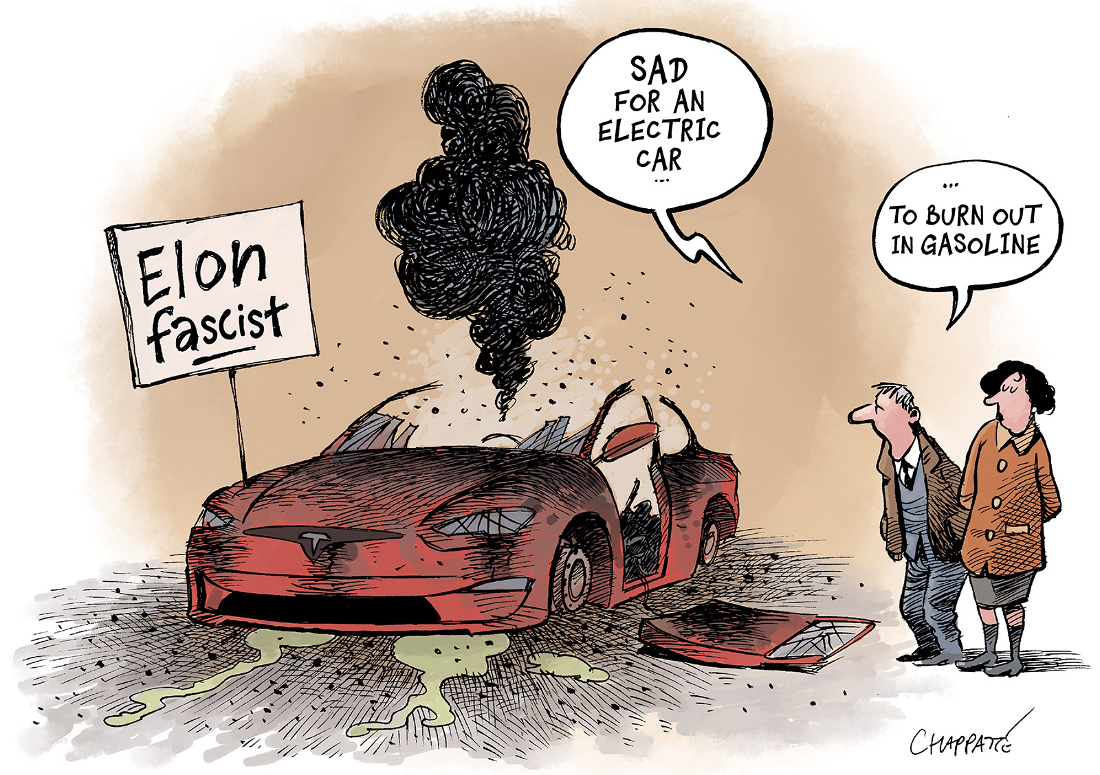 Backlash against Tesla | Globecartoon - Political Cartoons - Patrick ...