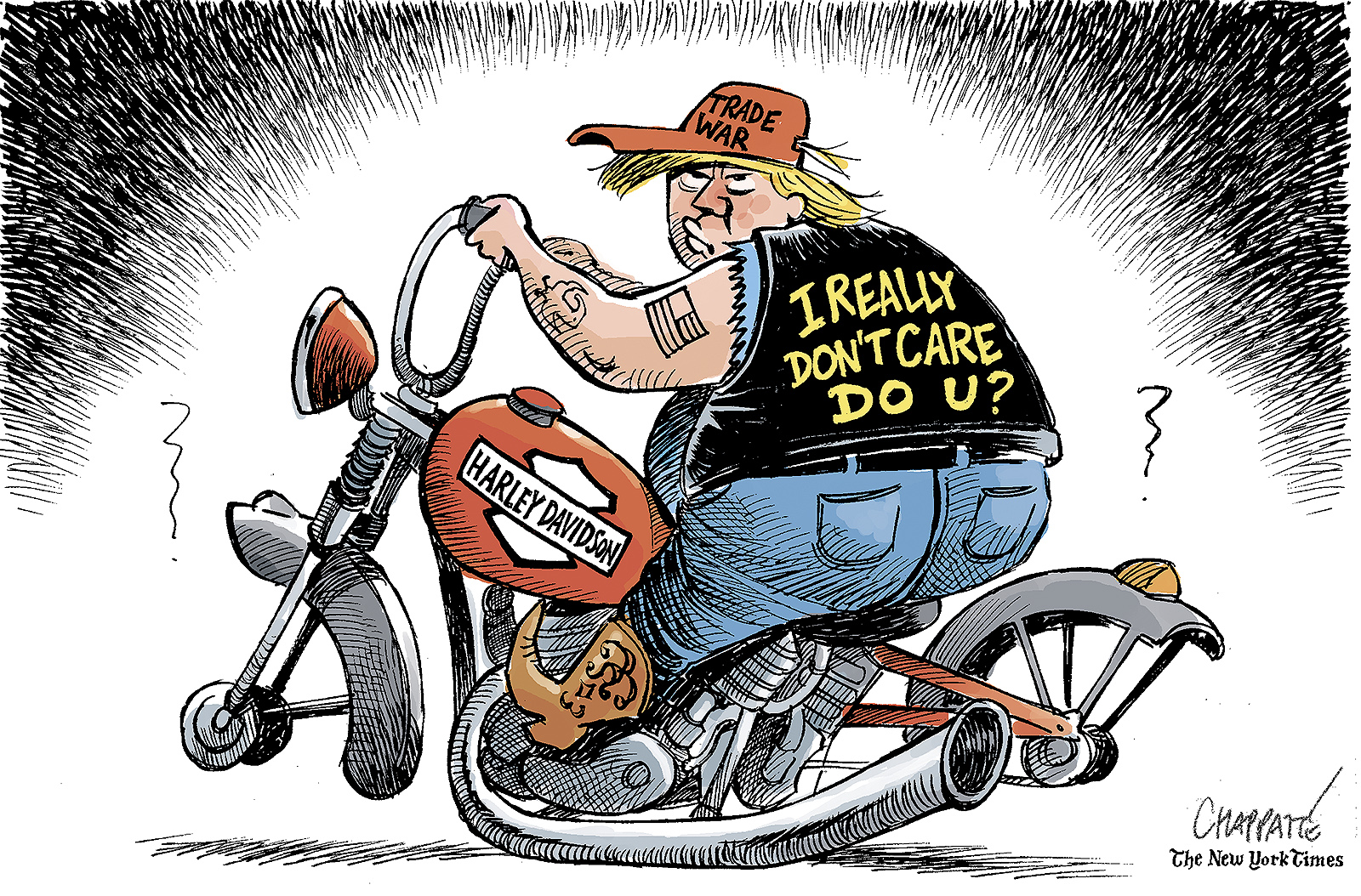 Harley Davidson in the crossfire | Globecartoon - Political Cartoons ...