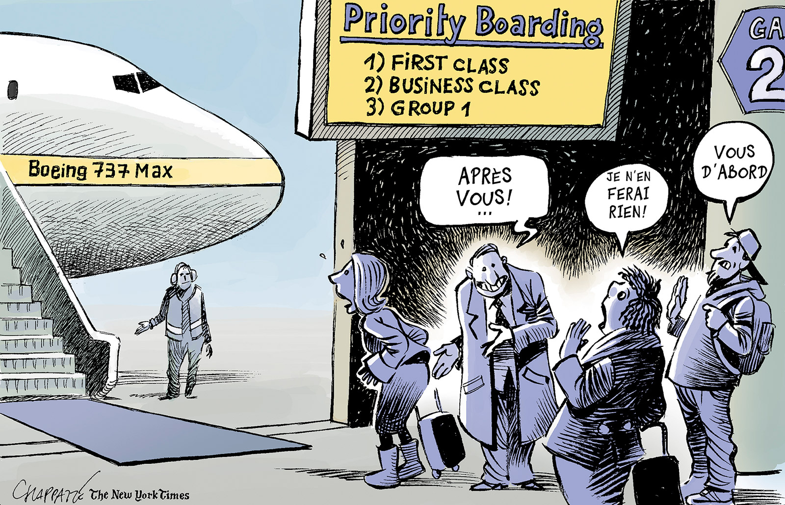 Le jour de remonter dans un Boeing 737 Max... | Globecartoon ...